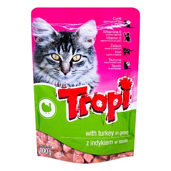 Tropi Turkey Pieces in Gravy Feed for Cats 100g - order the best from ...