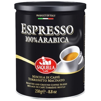 Saquella Caffe Espresso 100% Arabica Ground Coffee 250g - order the ...